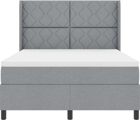 Postel s boxspringem s čelo Světle šedá 190 x 140 cm textil 3341700