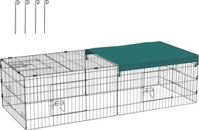 PawHut Klec pro malé zvířata, hrací prostor pro domácí mazlíčky s 5 dveřmi, králičí kotec, hrací prostor pro malé zvířata s střechou, venkovní použití