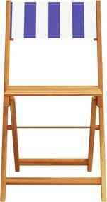 3dílný bistro set modrý a bílý textil a masivní dřevo 3281849