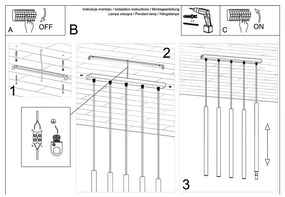 Černé závěsné svítidlo Sollux Fideus, délka 45 cm