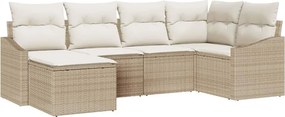 Set pohovek 6 ks Béžová polyratan 3346791