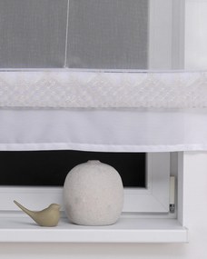 Římská roleta voálová Modena barva bílá látka poloprůhledná, pletený vzor, vzorované