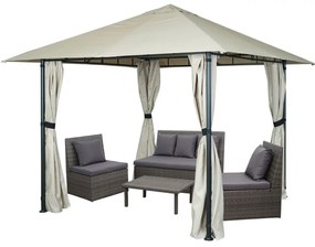 Pergola HWC-J63 se střechou a boční stěnou 3x3m - krémová