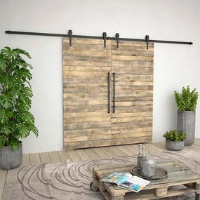 Sada příslušenství pro posuvné dveře 2 x 183 cm ocelová černá 275606