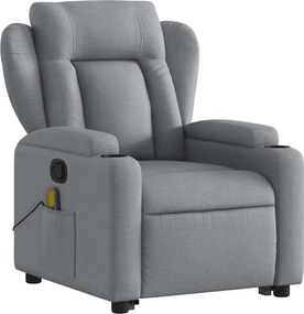 Zvedací masážní polohovací křeslo světle šedé textil 3204494