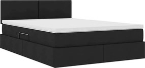 Postel s úložným prostorem a matrací Černá 140 x 190 cm Samet 3370445