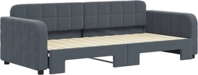 Válenda s přistýlkou tmavě šedá 90 x 200 cm samet 3196930