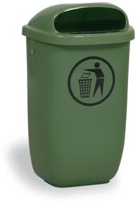 Venkovní odpadkový koš na sloupek, 50 l, 425 x 320 x 780 mm, tmavě zelený