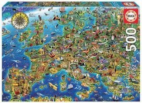 EDUCA Puzzle Šílená mapa Evropy / 500 dílků / od 10 let