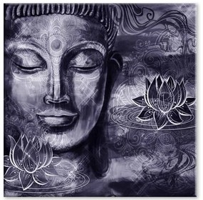 Malvis ® Abstraktní obraz fialový Buddha Velikost (šířka x výška): třídílný obdélník - 120x80 cm