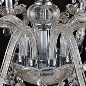 Toolight - Křišťálový závěsný lustr 8xE14 60W, stříbrná, OSW-04600