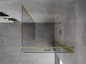 Mexen Mist-F T, 1-křídlý ​​skládací sprchový kout pravý 95 x 95 cm, čiré sklo, zlatý matný profil, 8A6T-095-095-55-00-P