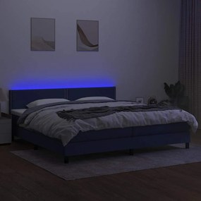 Box spring postel s matrací a LED modrá 200x200 cm textil 3133107