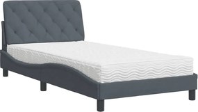 Postel s matrací tmavě šedá 100 x 200 cm samet 3208641
