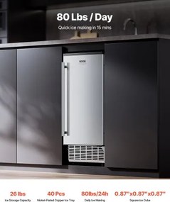 Podpultový výrobník ledu 36,3 kg/den Vestavěný s otočnými dvířky
