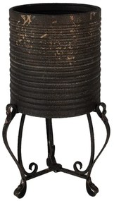 Černo-zlatý obal na květináč na dekorativnách nohách  – 29x53 cm