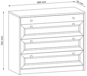 Komoda REL K4S | 90 cm | bílá | lamino o síle 18 mm + ozdobné MDF lišty 18 mm