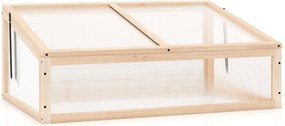 Costway Skleníkový skleník dřevěný vyvýšený záhon s průhlednou skládací střechou
