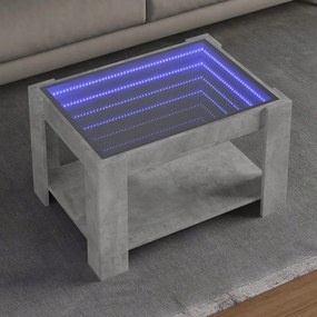 Fionshop 263772054 Konferenční stolek s Led betonově šedý 73 x 53 x 45 cm