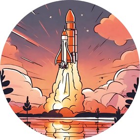PIPPER. Kruhová samolepka na zeď "Start raketoplánu" Velikost: 100cm