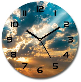 Wallmuralia Skleněné hodiny kulaté Západ slunce nebe fi 30 cm