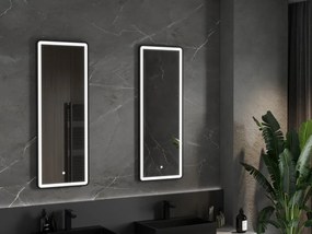 Mexen Coro osvětlené koupelnové zrcadlo 45 x 120 cm, LED 6000K, proti zamlžení, černý rám - 9817-045-120-611-70