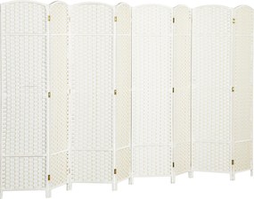 HOMCOM 8panelový paravan 320 × 170 cm – skládací s borovicovým rámem, bílý