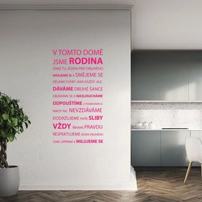 GLIX Rodinná pravidla - samolepka na zeď Oranžová 50 x 100 cm