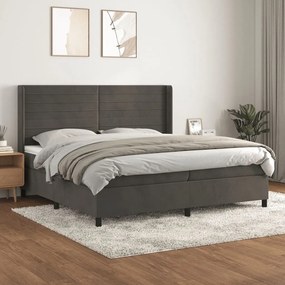 Box spring postel s matrací tmavě šedá 200x200 cm samet,  3132760