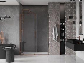 Mexen Velar, posuvné dveře do otvoru 130x200 cm, 8mm čiré sklo, růžové zlato, 871-130-000-01-60