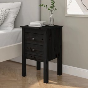 Noční stolek Černá 40 x 35 x 61,5 cm masivní borové dřevo,  813697 HangarStore.cz