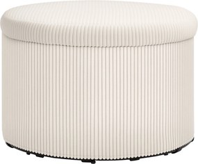 HOMCOM Úložný Ottomanský Sedák s Víkem, Kulatý Polstrovaný Podnožník s Vzhledem Kordu pro Obývací Pokoj, Ložnici 60 x 60 x 41 cm Bežová | Aosom