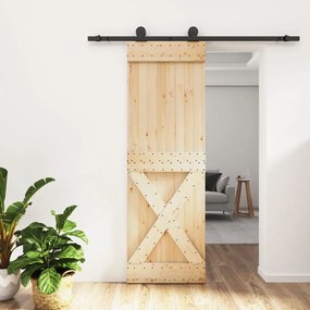 Posuvné dveře s kováním 70 x 210 cm masivní borové dřevo,  3203054