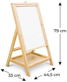 Allboards,Dřevěná, otočná křídová tabule na kreslení pro děti, magnetická, výška 79 cm,KIDS-EASEL02