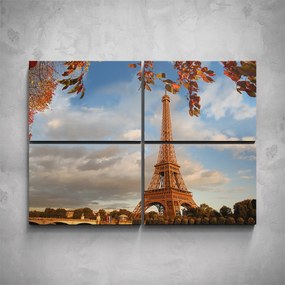 4-dílný obraz - Podzimní Eiffelova věž - PopyDesign