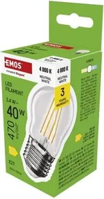 EMOS LED žárovka Mini Globe Filament E27 3,4W-40W NW / LED žárovka / n