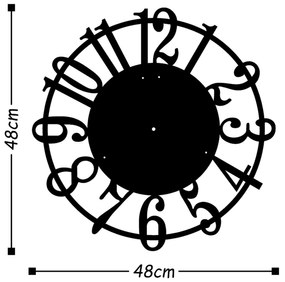 Wallexpert Dekorativní kovové nástěnné hodiny Metal Wall Clock 15 - Black, Černá