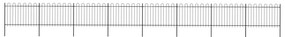 vidaXL Zahradní plot s obloučky ocelový 13,6 x 1,2 m černý [277672]