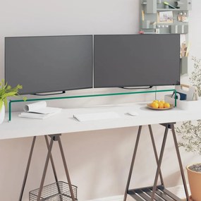 TV stolek / podstavec na monitor čiré sklo 110x30x13 cm 244132