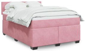 Box spring postel s matrací růžová 160x200 cm samet 3288653