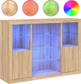 Příborníky s LED osvětlením 3 ks dub sonoma kompozitní dřevo 3209130