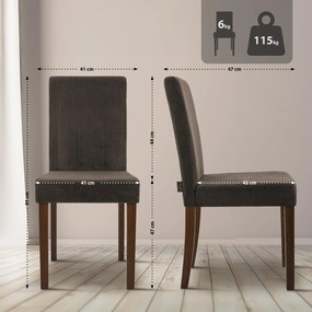 Sada 2 ks jídelní židle Ina látka cord antik tmavá - hnědá