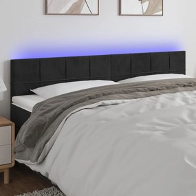 Čelo postele s LED černé 160x5x78/88 cm samet 3121668