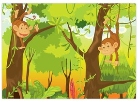 Skleněný obraz - Opičáci (70x50 cm)