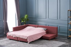 Hanah Home Rozkládací rohová pohovka MANAMA bordó levý roh 825BLC1186