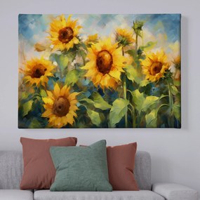 Obraz na plátně - Slunečnicové pole, styl expresionismus FeelHappy.cz Velikost obrazu: 40 x 30 cm