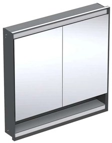 Geberit ONE - Zrcadlová skříňka s LED osvětlením, 90x90x15 cm, 2 dvířka, s nikou, vestavná, matná černá 505.823.00.7