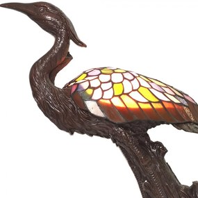 Vitrážová stolní lampa Tiffany Pélican – 21x21x53 cm