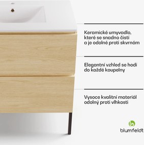 Blumfeldt Johnstone, umyvadlo a skříňka do koupelny, 80 cm, keramické umyvadlo, zavírání Soft-Close