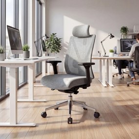 Ergonomická kancelářská židle šedá se síťovinou VECTOR